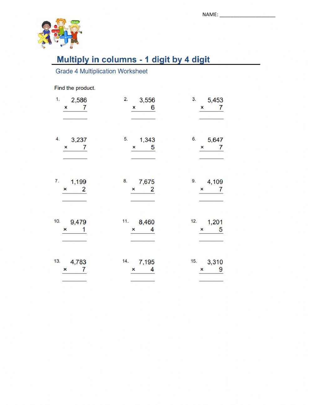 Multiplication Chart 4 Digit By 1 Digit 2023 - Multiplication Chart ...